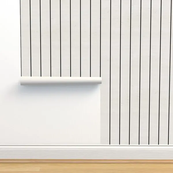 Spoonflower Black Pinstripe 100% Natural Sisal Grasscloth Wallcovering - Black,white