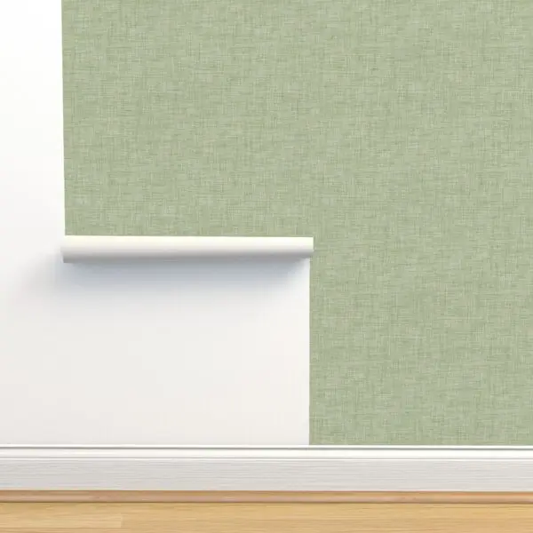 Spoonflower Avocado Green 100% Natural Sisal Grasscloth Wallcovering - Green,sage