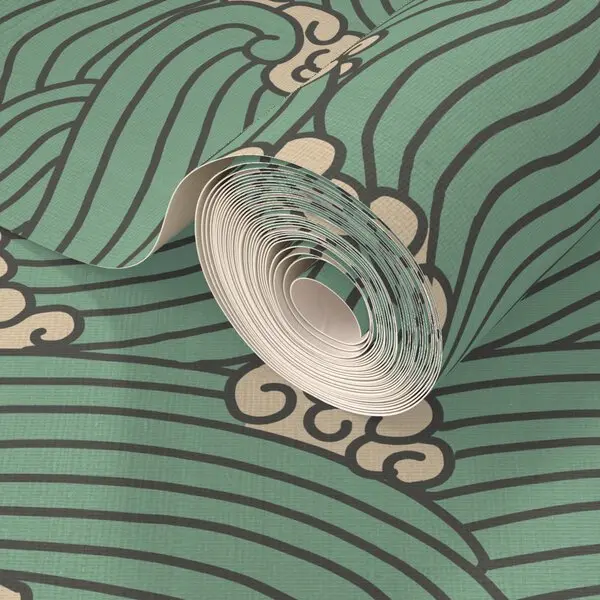 Spoonflower Bengal Kuma Wave 100% Natural Sisal Grasscloth Wallcovering