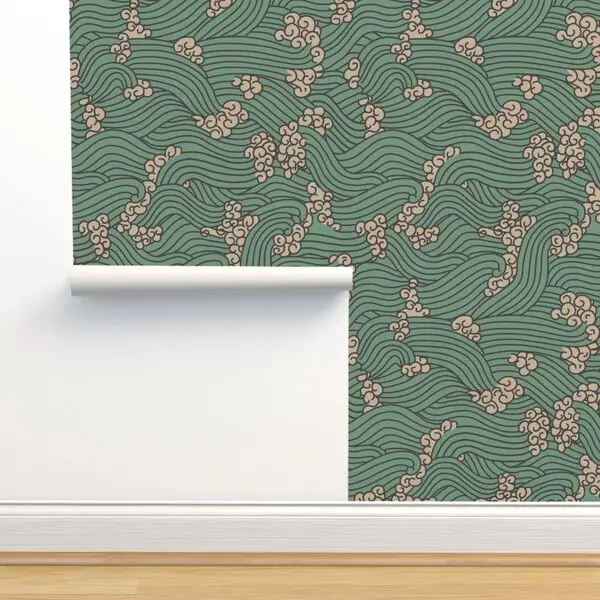 Spoonflower Bengal Kuma Wave 100% Natural Sisal Grasscloth Wallcovering