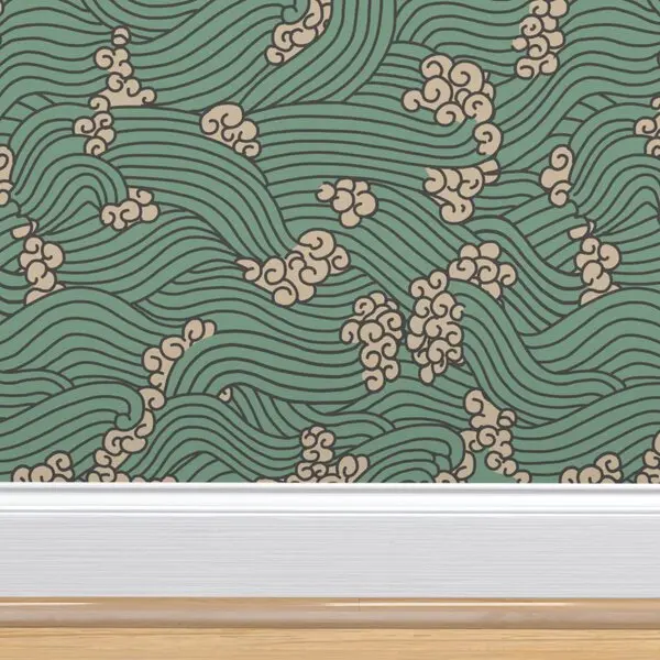 Spoonflower Bengal Kuma Wave 100% Natural Sisal Grasscloth Wallcovering