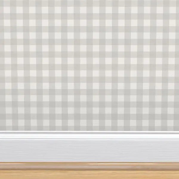 Spoonflower Light Buffalo Plaid Gingham 100% Natural Sisal Grasscloth Wallcovering - Gray,white