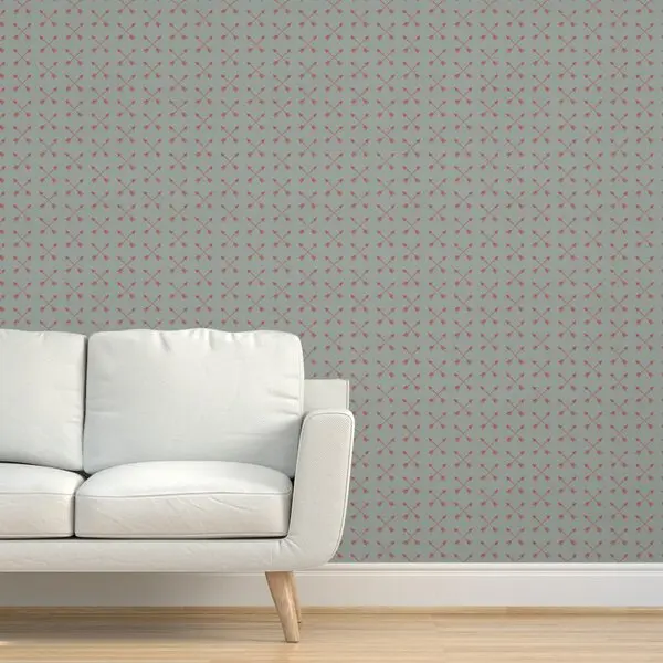 Spoonflower Beetroot On Slate Blue 100% Natural Sisal Grasscloth Wallcovering
