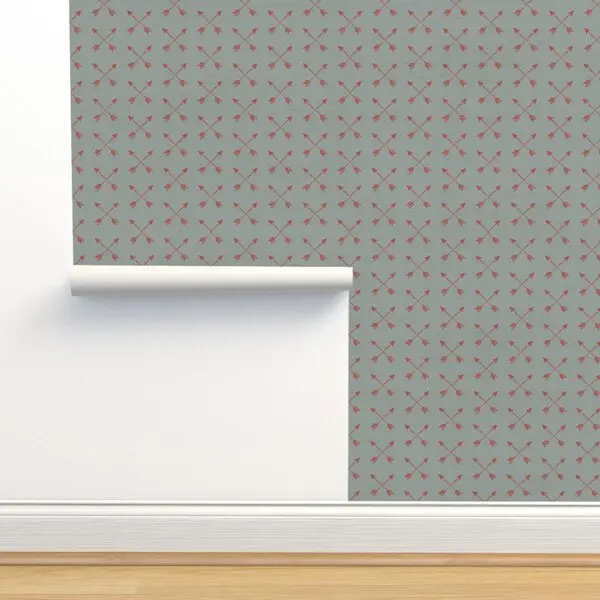 Spoonflower Beetroot On Slate Blue 100% Natural Sisal Grasscloth Wallcovering