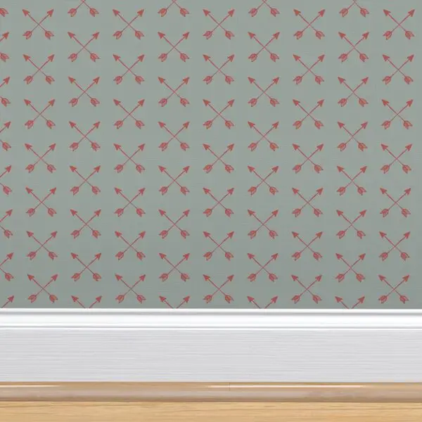 Spoonflower Beetroot On Slate Blue 100% Natural Sisal Grasscloth Wallcovering