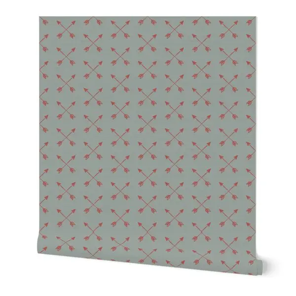 Spoonflower Beetroot On Slate Blue 100% Natural Sisal Grasscloth Wallcovering
