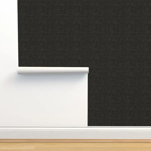 Spoonflower Black Shadow Warm Grey 100% Natural Sisal Grasscloth Wallcovering - Black,gray