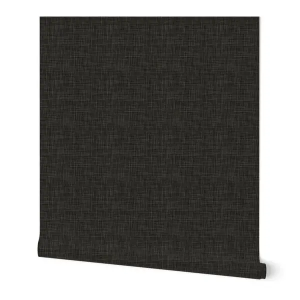 Spoonflower Black Shadow Warm Grey 100% Natural Sisal Grasscloth Wallcovering - Black,gray