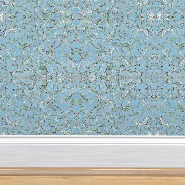 Spoonflower Marble Light Blue Cream Pine 100% Natural Sisal Grasscloth Wallcovering