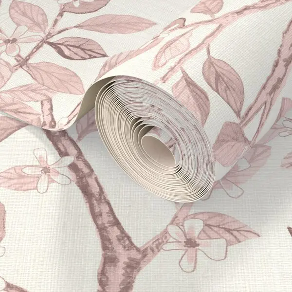 Spoonflower Ballet Slipper On Elsie's Garden 100% Natural Sisal Grasscloth Wallcovering - White