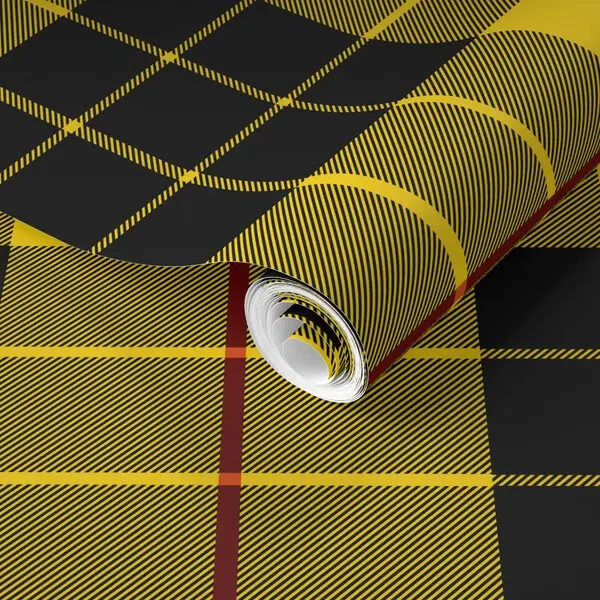 Spoonflower Plaid Tartan Yellow Red Black Traditional Wallpaper - Green,black,brown