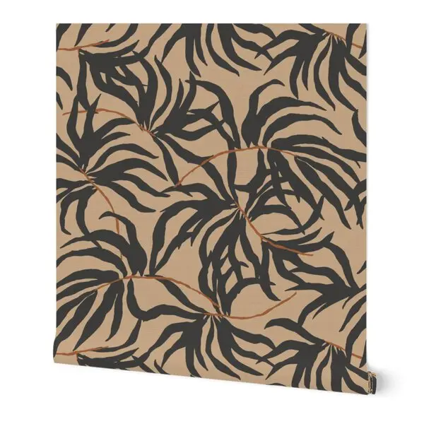 Spoonflower Bali Palm Blush 100% Natural Sisal Grasscloth Wallcovering