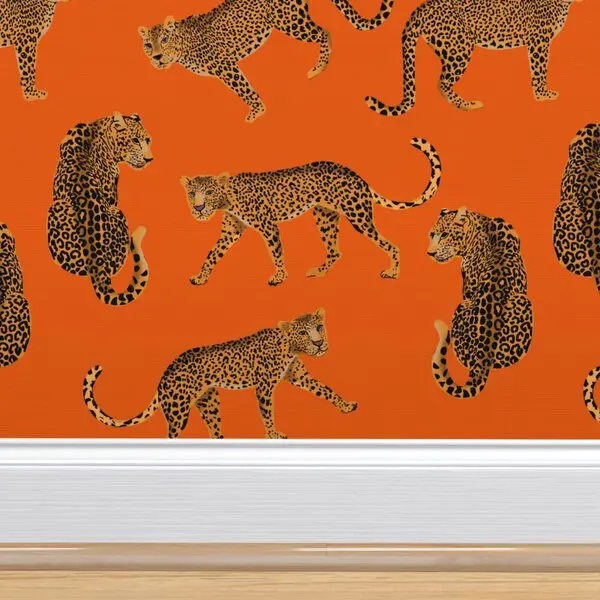 Spoonflower Leopard With Background 100% Natural Sisal Grasscloth Wallcovering
