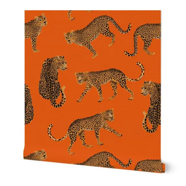 Spoonflower Leopard With Background 100% Natural Sisal Grasscloth Wallcovering