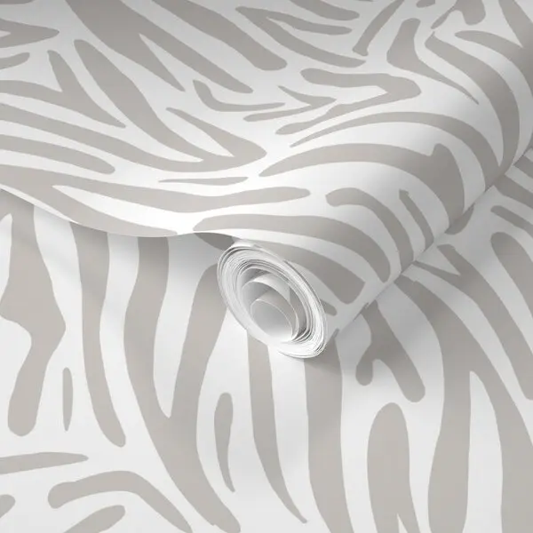Spoonflower Animal Wild Abstract Animals Jungle Custom Pre-pasted Wallpaper - Gray,white