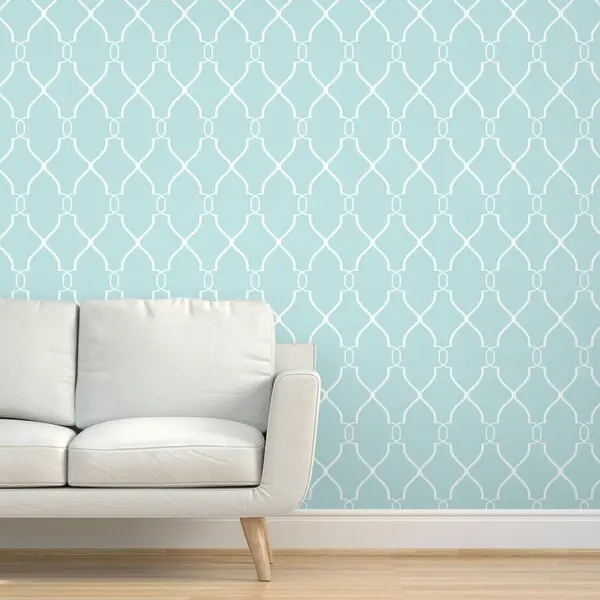 Spoonflower Interior Lattice Trellis Traditional Wallpaper