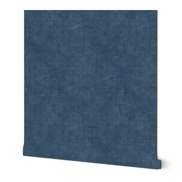 Spoonflower Blue Canvas Textured Solid Coordinate 100% Natural Sisal Grasscloth Wallcovering - Blue,gray,grey