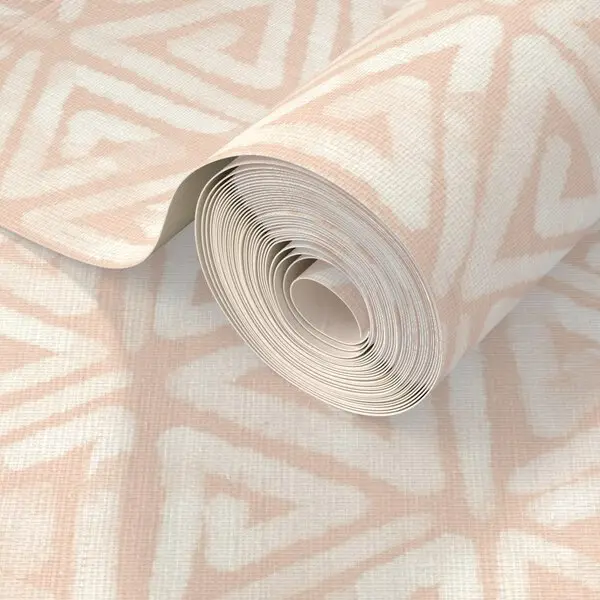 Spoonflower Batik Spiral Hexagon On Blush 100% Natural Sisal Grasscloth Wallcovering - Pink