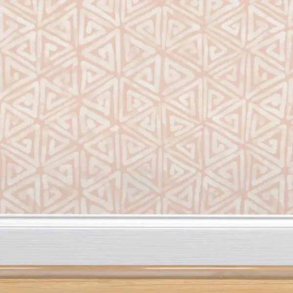 Spoonflower Batik Spiral Hexagon On Blush 100% Natural Sisal Grasscloth Wallcovering