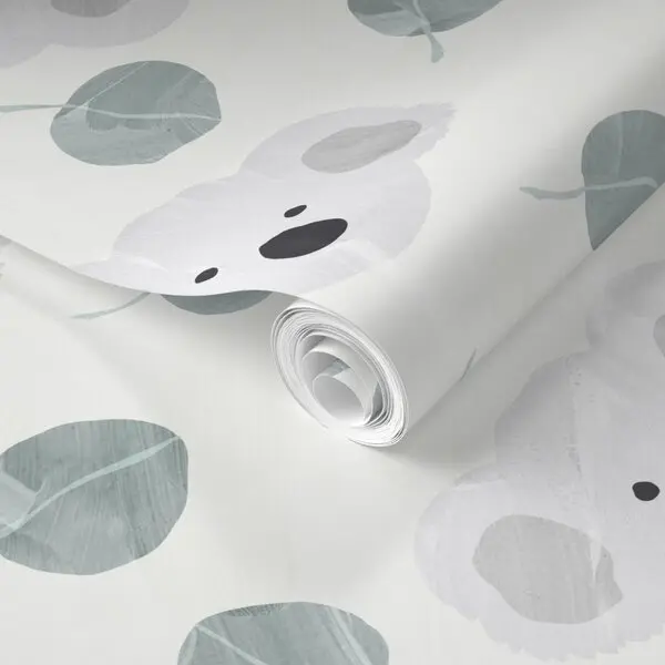 Spoonflower Australian Silver Eucalyptus Leaves Tcx Animals Custom Removable Wallpaper - Gray,beige,green