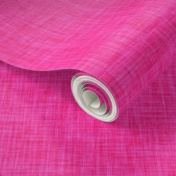 Spoonflower Fuchsia Magenta Hot 100% Natural Sisal Grasscloth Wallcovering - Pink