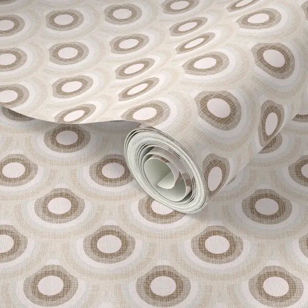 Spoonflower Cream Clouds Circles Neutral Beige Blush Traditional Wallpaper - Beige,pink,brown