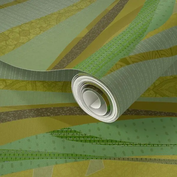 Spoonflower Modern Minimal Mod Olive Avocado Rolling Traditional Wallpaper - Green