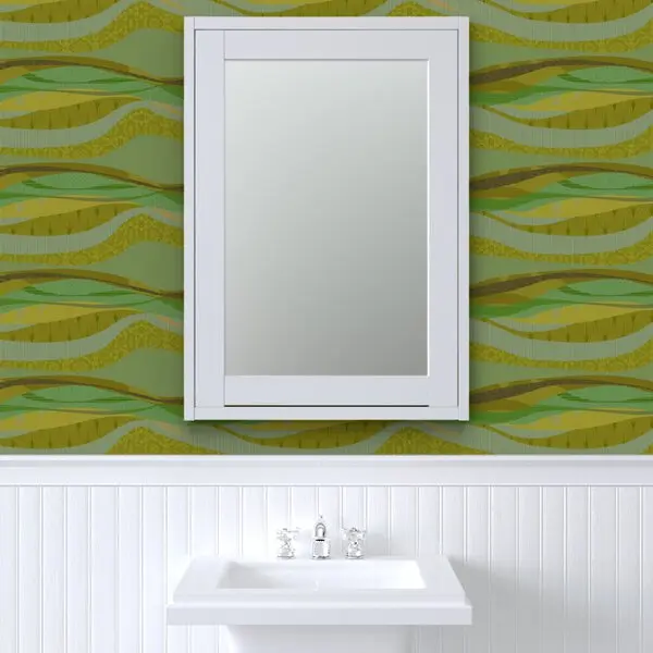 Spoonflower Modern Minimal Mod Olive Avocado Rolling Custom Removable Wallpaper