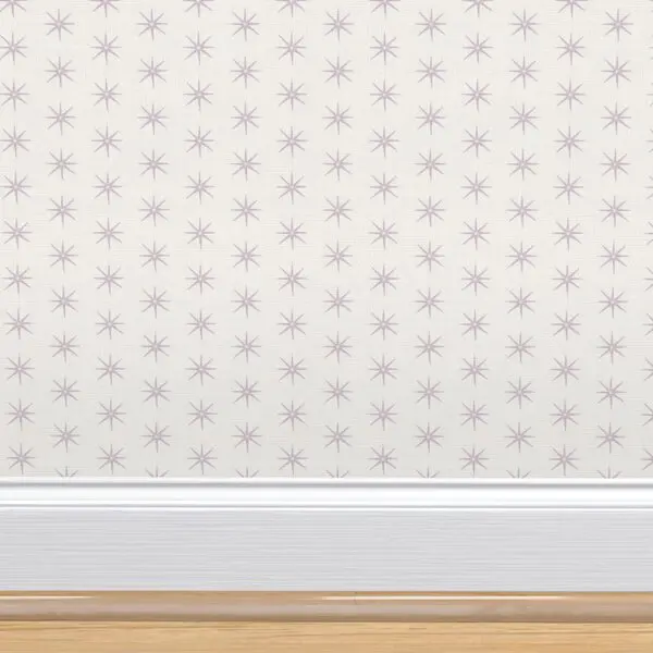 Spoonflower Lilac And White Stars 100% Natural Sisal Grasscloth Wallcovering - Purple,white