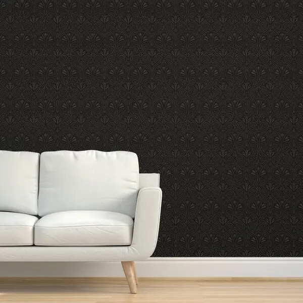 Spoonflower Art Nouveau Pattern 100% Natural Sisal Grasscloth Wallcovering