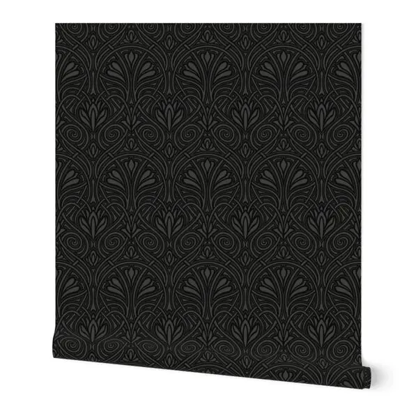 Spoonflower Art Nouveau Pattern 100% Natural Sisal Grasscloth Wallcovering