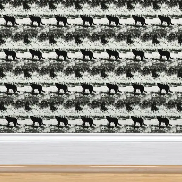 Spoonflower Cat 100% Natural Sisal Grasscloth Wallcovering