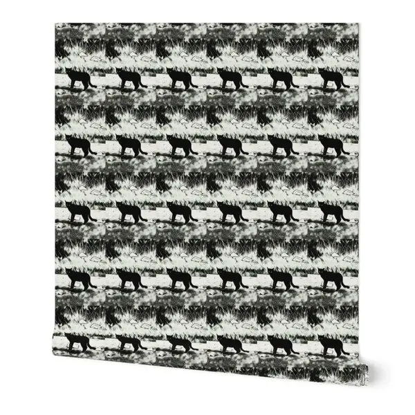Spoonflower Cat 100% Natural Sisal Grasscloth Wallcovering