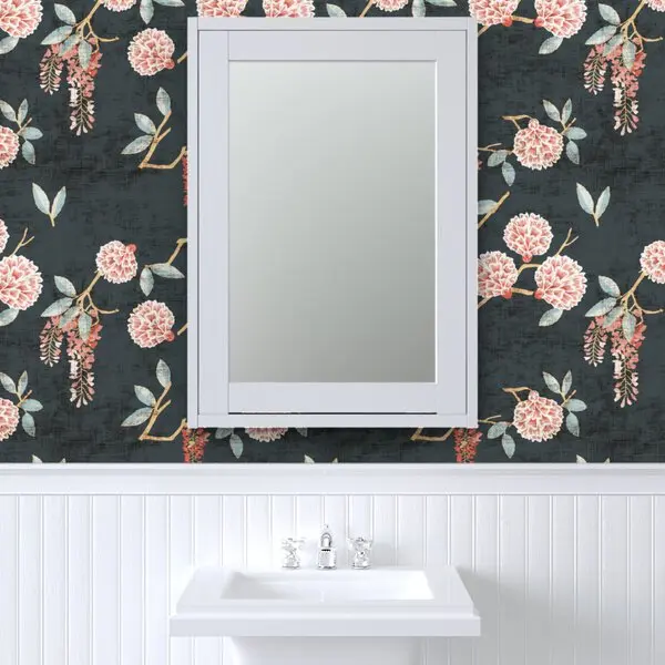Spoonflower Flower Bloom Floral Petal Leaf Garden Linen Custom Removable Wallpaper