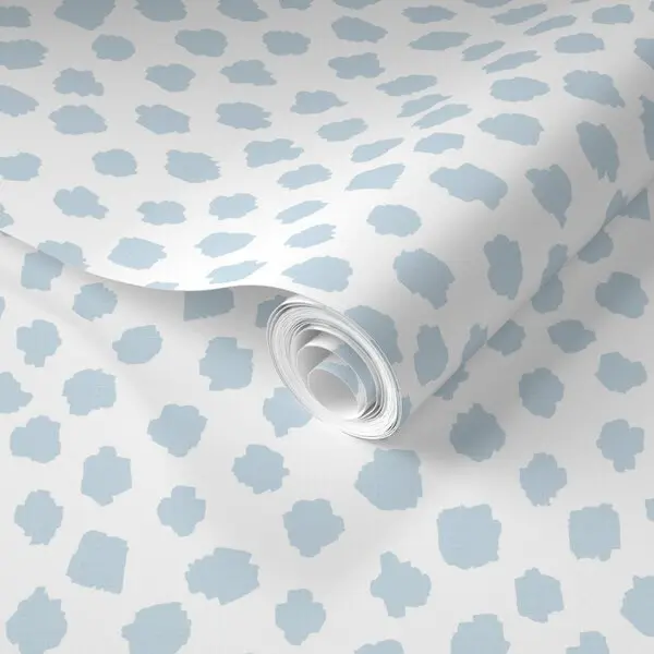 Spoonflower Dots Paint Aqua Spots Drops Watercolor Brush Custom Pre-pasted Wallpaper - Aqua,blue