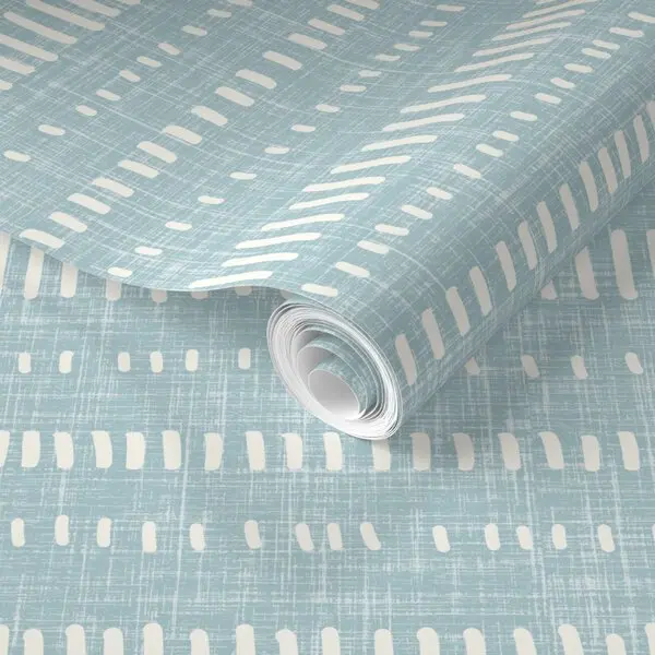 Spoonflower Blue Modern Abstract Light Lines Mod Dash Custom Removable Wallpaper - Blue,beige,gray