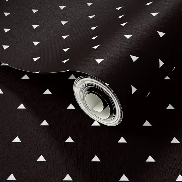 Spoonflower Abstract Geometric White Black Little Triangles Traditional Wallpaper - Brown,gray