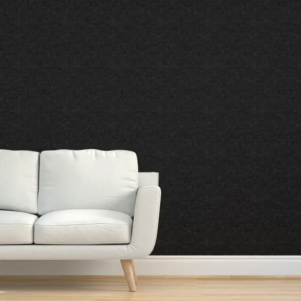 Spoonflower Arcadia Solid Texture Lad19 100% Natural Sisal Grasscloth Wallcovering - Black