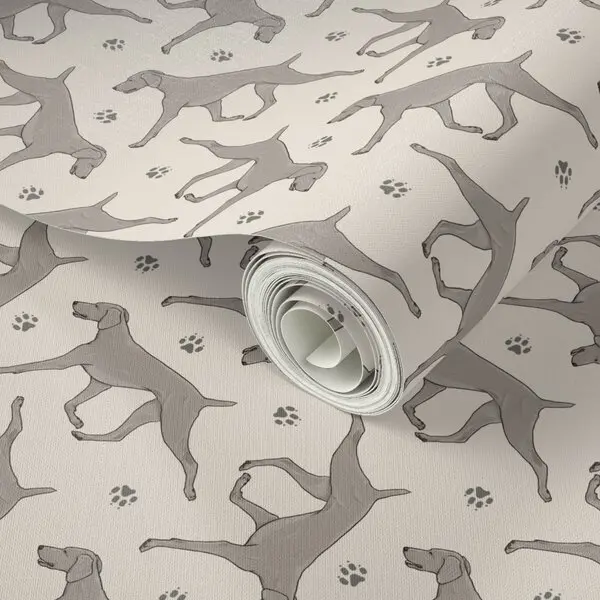 Spoonflower Dog Dogs Weimaraner Conformation Puppy Beige Tan Custom Removable Wallpaper - White,gray