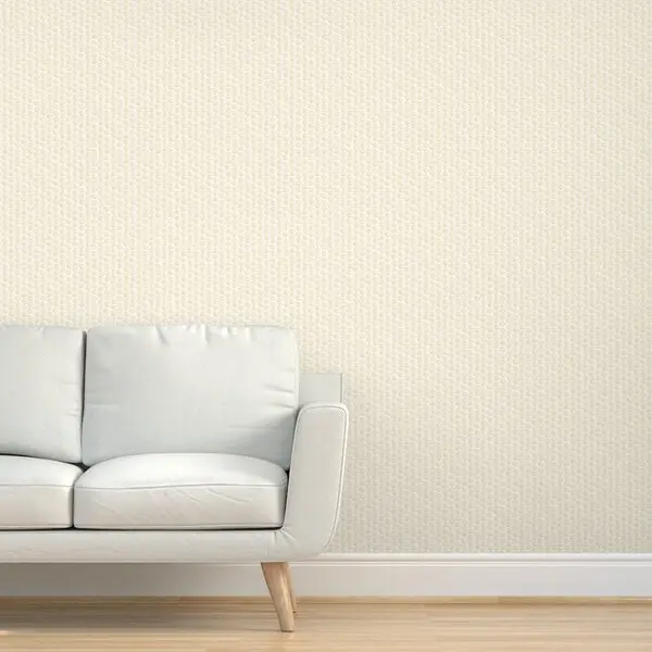 Spoonflower White Cream Nature Woodland Geometric Ivory Bee Custom Pre-pasted Wallpaper