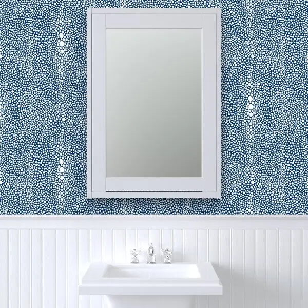 Spoonflower Nature Animal Dots Navy Spots Bubble Custom Pre-pasted Wallpaper - Navy,blue