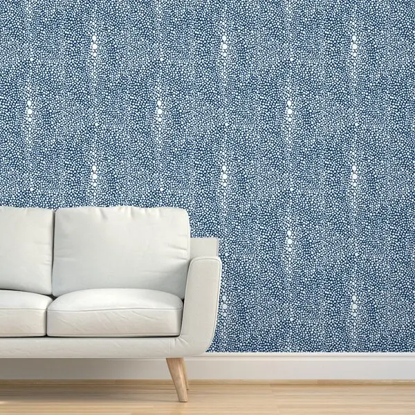 Spoonflower Nature Animal Dots Navy Spots Bubble Custom Pre-pasted Wallpaper - Navy,blue