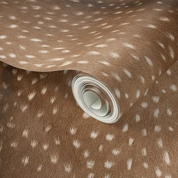 Spoonflower Deer Animals Fawn Hide Hunting Primitive Skin Custom Removable Wallpaper - Brown,beige