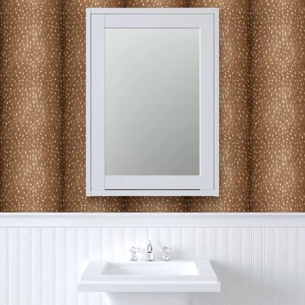 Spoonflower Deer Animals Fawn Hide Hunting Primitive Skin Custom Pre-pasted Wallpaper - Brown,beige