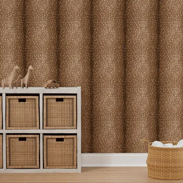 Spoonflower Deer Animals Fawn Hide Hunting Primitive Skin Custom Pre-pasted Wallpaper - Brown,beige