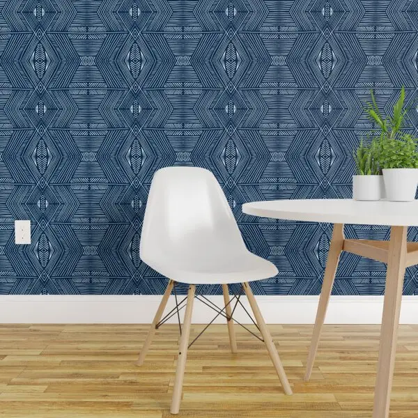 Spoonflower Painterly Mudcloth Classic Custom Pre-pasted Wallpaper