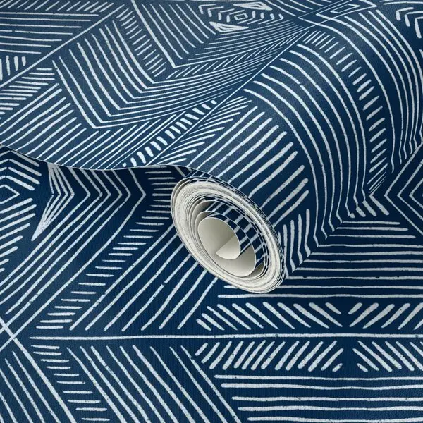 Spoonflower Painterly Mudcloth Classic Custom Pre-pasted Wallpaper