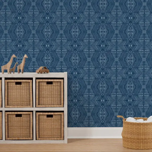 Spoonflower Painterly Mudcloth Classic Custom Pre-pasted Wallpaper