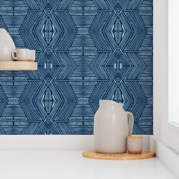 Spoonflower Painterly Mudcloth Classic Custom Pre-pasted Wallpaper