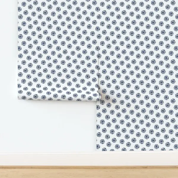 Spoonflower Sunburst Indigo Sea Urchin Ocean Custom Pre-pasted Wallpaper